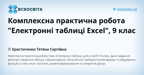Комплексна практична робота Електронні таблиці Excel 9 клас Інші