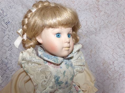 Porcelain Sweden Doll Blond Hair And Blue Eyes Doll Collectible