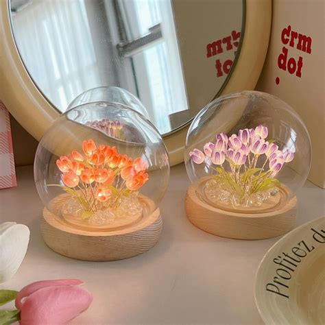 Led 방 장식 조명 Diy 램프 튤립 꽃 버섯 밤 아가릭 침실 새해 크리스마스 소재 어린이 야간 조명 선물
