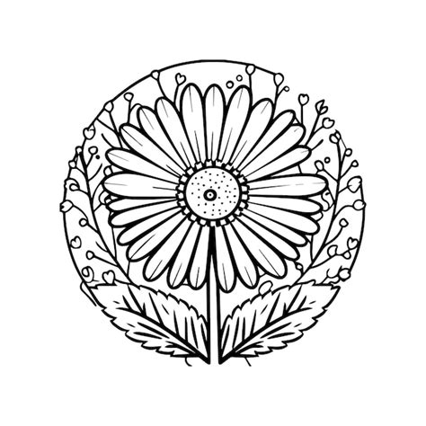 Páginas Para Colorear Flores De Margarita Vector De Contorno De