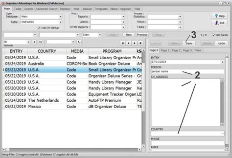 Organizer Advantage Add Data Enter New Record