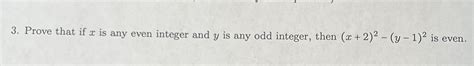 Prove That If X ﻿is Any Even Integer And Y ﻿is Any