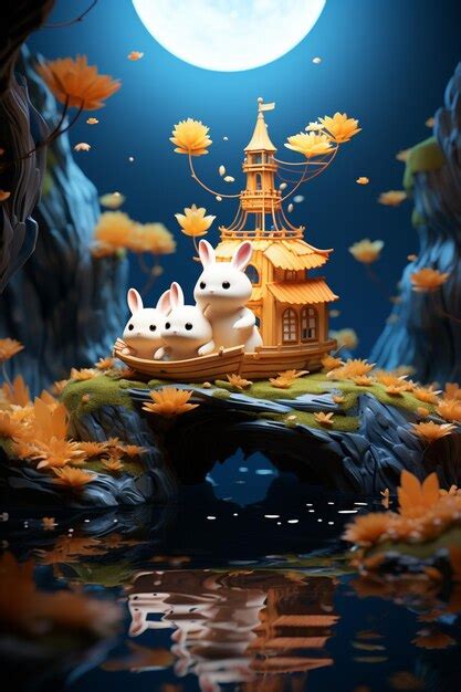 Premium AI Image There Are Two Rabbits Sitting In A Boat On A Lake