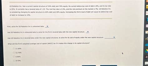 Solved 1 Determining The Optimal Capital Structure Chegg