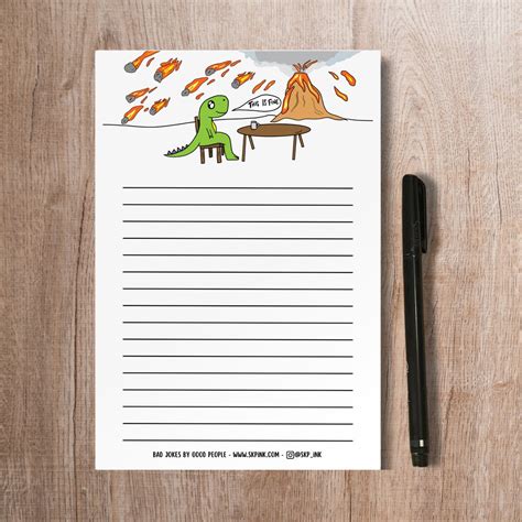 Funny Dinosaur Notepad Apocalypse Humor Handmade Notepad Scratch Pad Paper T