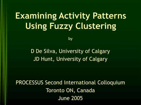 PPT Examining Activity Patterns Using Fuzzy Clustering PowerPoint Presentation ID