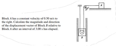 Solved Block A Has A Constant Velocity Of M S To The Chegg