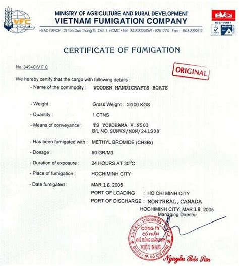 Fumigation Certificate A Fumigation Certificate Validates Whether All
