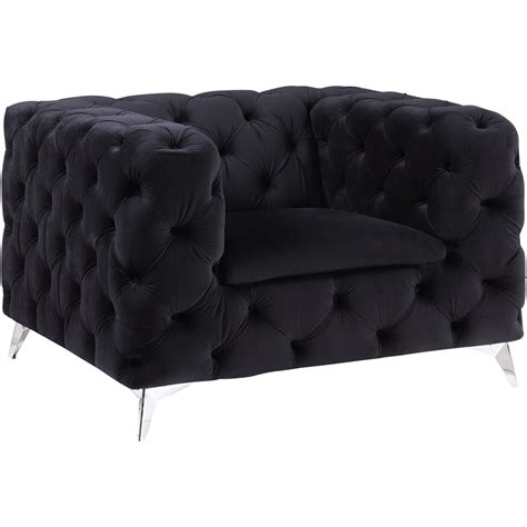 Acme Phifina Button Tufted Velvet Upholstery Chair In Black Homesquare