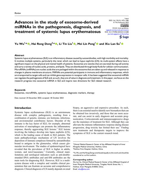 Pdf Advances In The Study Of Exosome Derived Mirnas In The
