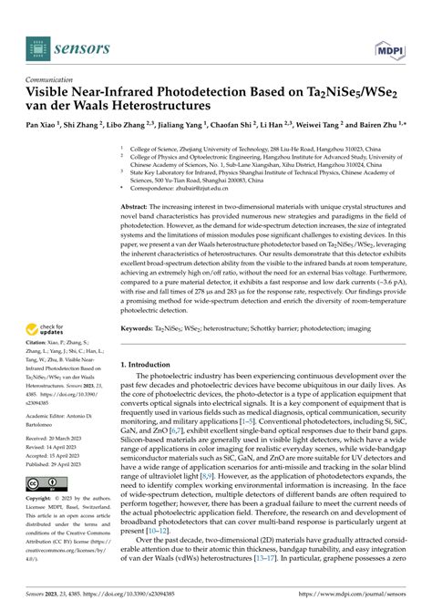 Pdf Visible Near Infrared Photodetection Based On Ta2nise5 Wse2 Van