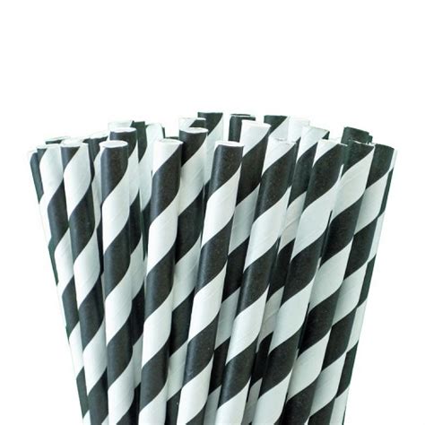 Black Striped Paper Straws Biodegradable Thali Outlet