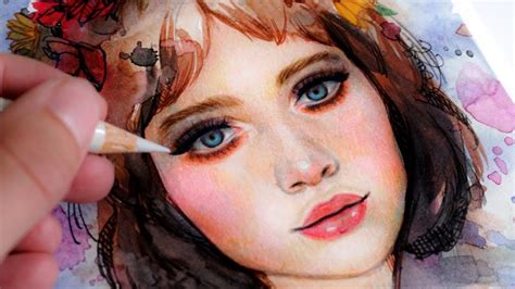 HOW TO PAINT A PORTRAIT WITH WATERCOLORS COLOR PENCILS IN ONLY 5