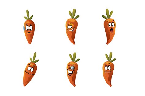 6x Carrot Character Expressions Illustrations By Morphart Thehungryjpeg