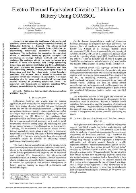 Pdf Electro Thermal Equivalent Circuit Of Lithium Ion Battery Using