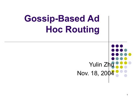 Gossip Routing In Ad Hoc Networks