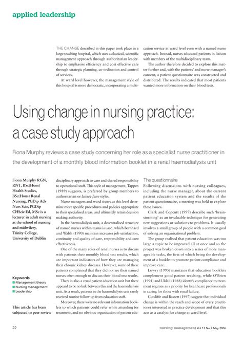 PDF Using Change In Nursing Practice A Case Study Approach