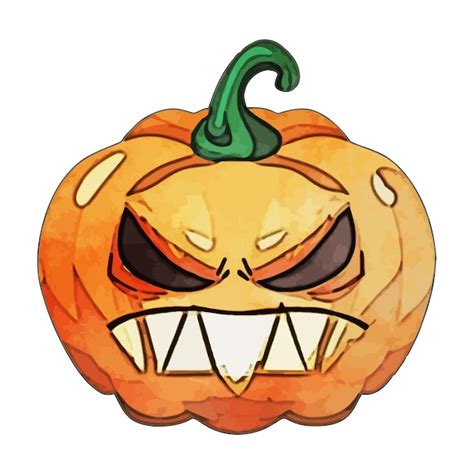 Enojado Calabaza Acuarela Vector Ilustración Vector Premium
