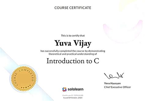 I Have Successfully Completed The Course Introduction To C Offered By