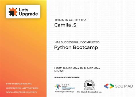 Camila S On Linkedin I Have Completed Python Bootcamp In Lets Upgrade