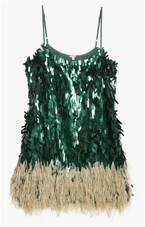 Ubah Hassans Green Sequin And Feather Dress