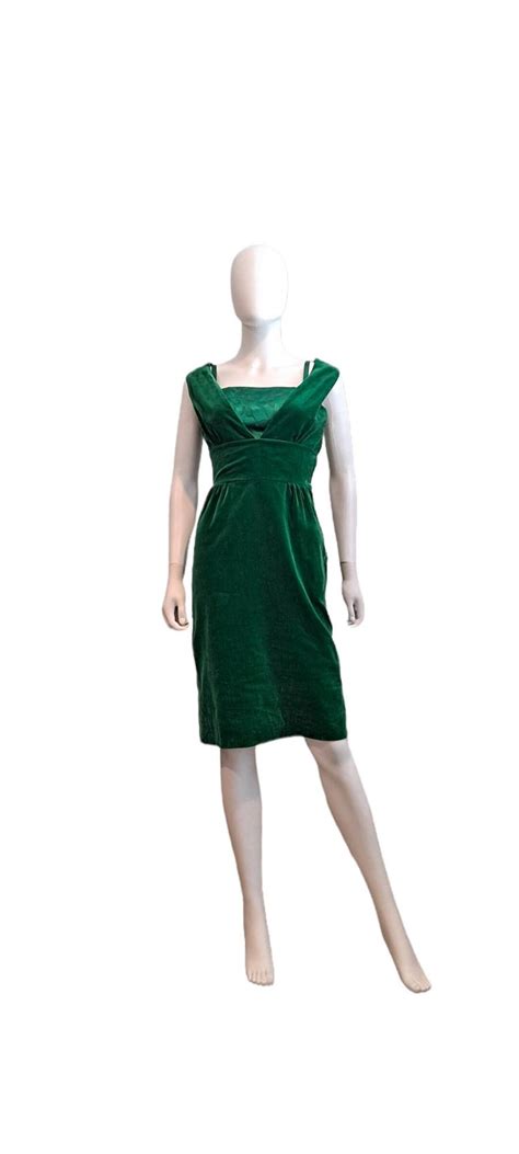 1960s Green Velvet Cocktail Dress Etsy