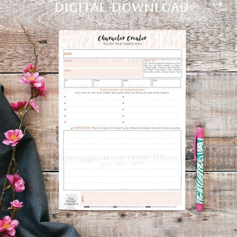 Character Arc Template Etsy