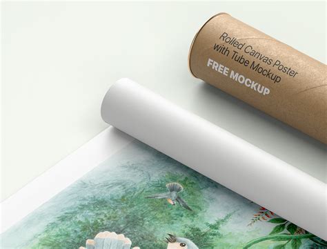 Free Rolled Canvas Poster With Paper Tube Mockup Behance