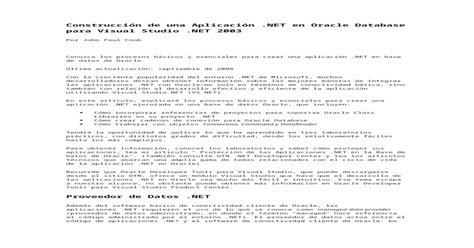· Web Viewconstrucción De Una Aplicación Net En Oracle Database Para