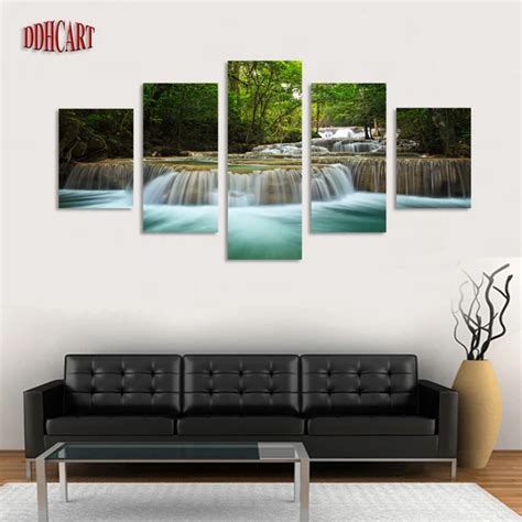 5 Piece Waterfall Painting Canvas Wall Art Picture Home Decoration For