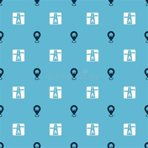 Set Location With House And Gps Device Map On Seamless Pattern Vector Stock Illustration
