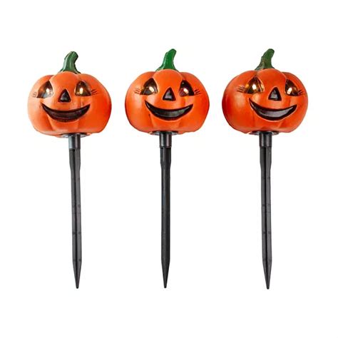 Northlight Lighted Jack O Lantern Halloween Pathway Markers 3 Piece Set