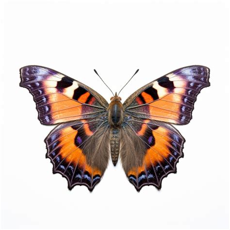 Una mariposa con marcas naranjas y negras y un contorno negro está