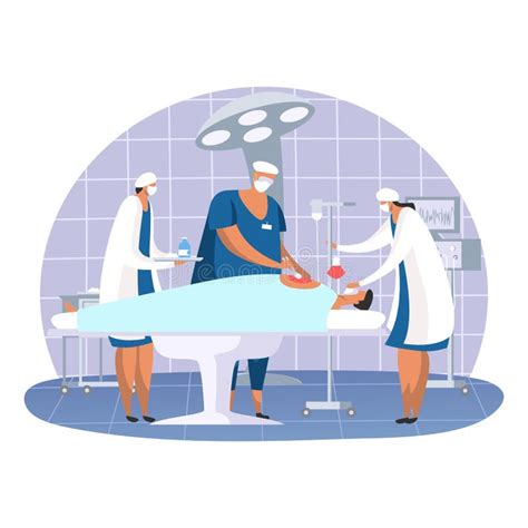Sala De Cirugía Con Paciente En El Hospital Ilustración del Vector ...