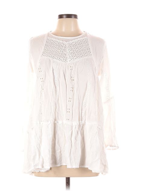 Adiva 100 Rayon Solid White Long Sleeve Blouse Size L 51 Off Thredup