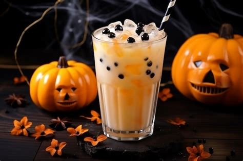 Premium Ai Image Cute Halloween Boba Tea Design Halloween Concept