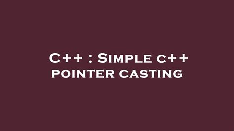 C Simple C Pointer Casting Youtube