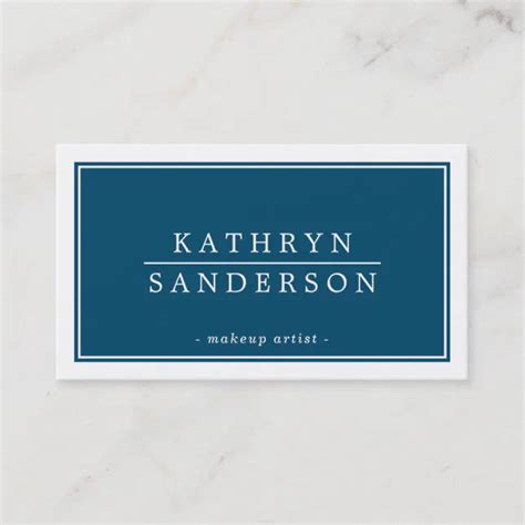 MODERN MINIMAL Stylish Border Navy Blue White Type Business Card Zazzle