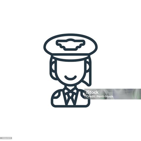 파일럿 벡터 아이콘입니다 파일럿 편집 가능한 스트로크 웹 및 모바일 앱 로고 인쇄 매체에 사용하기 위한 파일럿 선형 기호입니다 얇은 선 그림 벡터 격리 된 윤곽선 도면입니다