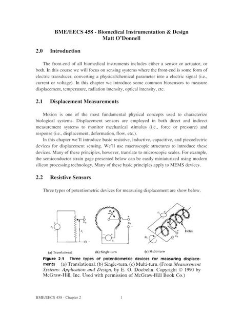 (PDF) BME/EECS 458 - Biomedical Instrumentation & Design Matt O ... · An inductive sensor has an ...