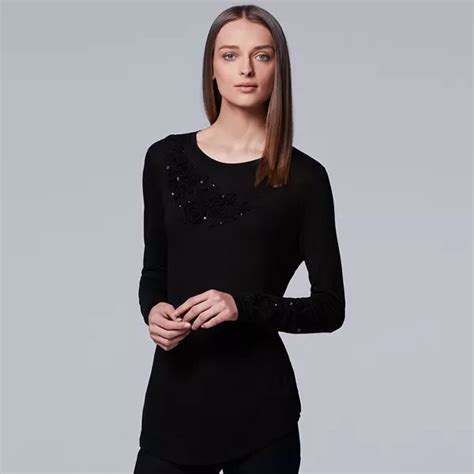 Womens Simply Vera Vera Wang Embellished Soutache Tee