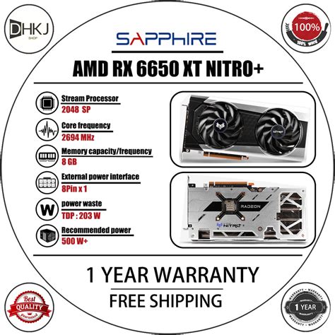 Used Sapphire Amd Rx 6650xt Nitro 8gb Gddr6 256 Bit Gaming Gpu Graphics 1 Year Warranty