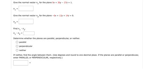 solved give the normal vector n1 ﻿for the plane
