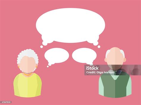 다른 플랫 사람들 아이콘 생각 거품 격리 하는 벡터 일러스트 레이 션 노인에 대한 스톡 벡터 아트 및 기타 이미지 Istock