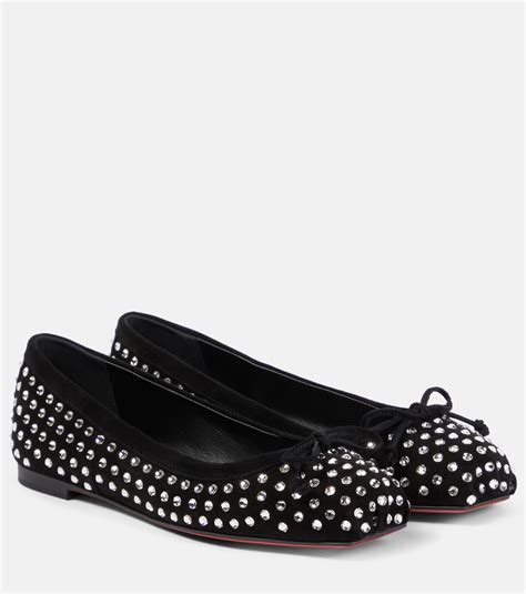 Mamadrague Embellished Suede Ballet Flats In Black Christian