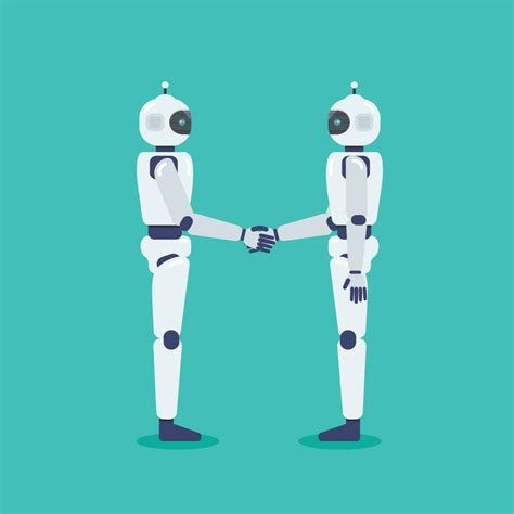 Handshake Between Two Robots 25463507 Vector Art At Vecteezy