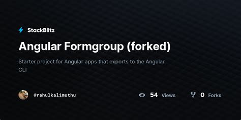 Angular Formgroup Forked StackBlitz
