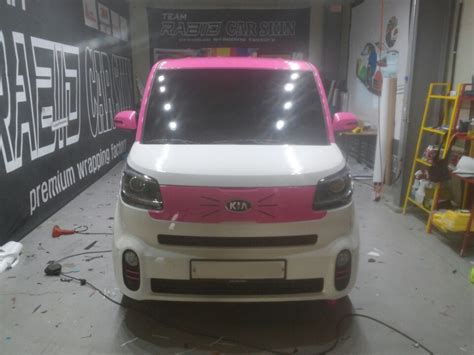 기아 레이 포인트랩핑 핫핑크 루프스킨 사이드미러 포인트랩핑 신차검수 신차 레이 포인트랩핑 전문점 팀라비드 네이버 블로그