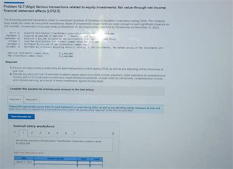 solved problem 12 7 algo various transactions related to