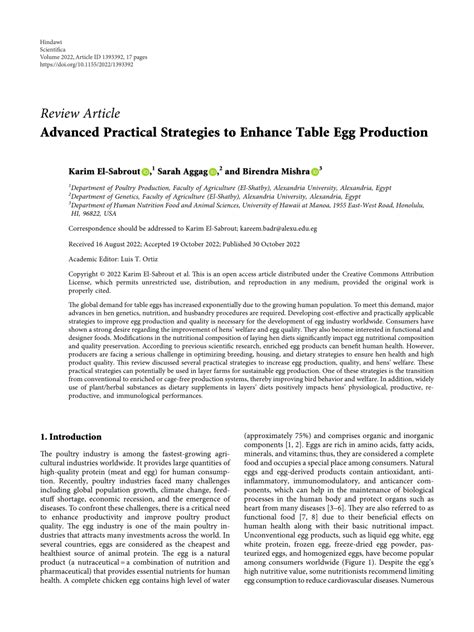 Pdf Advanced Practical Strategies To Enhance Table Egg Production